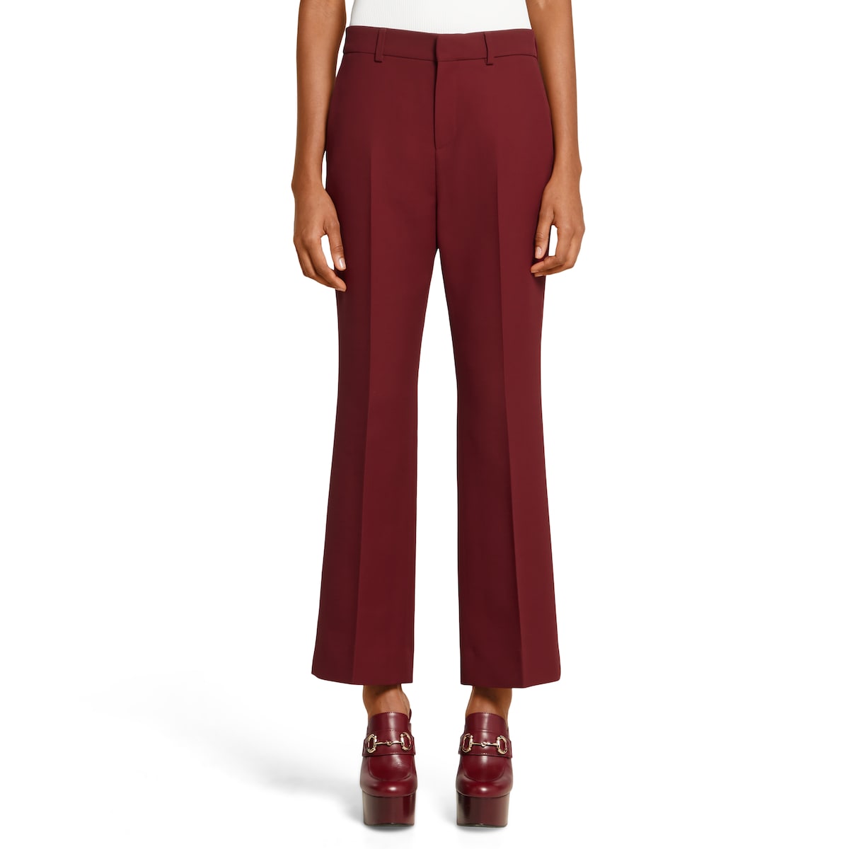 Wool silk pants with embroidery in rosso ancora red | GUCCI® NZ