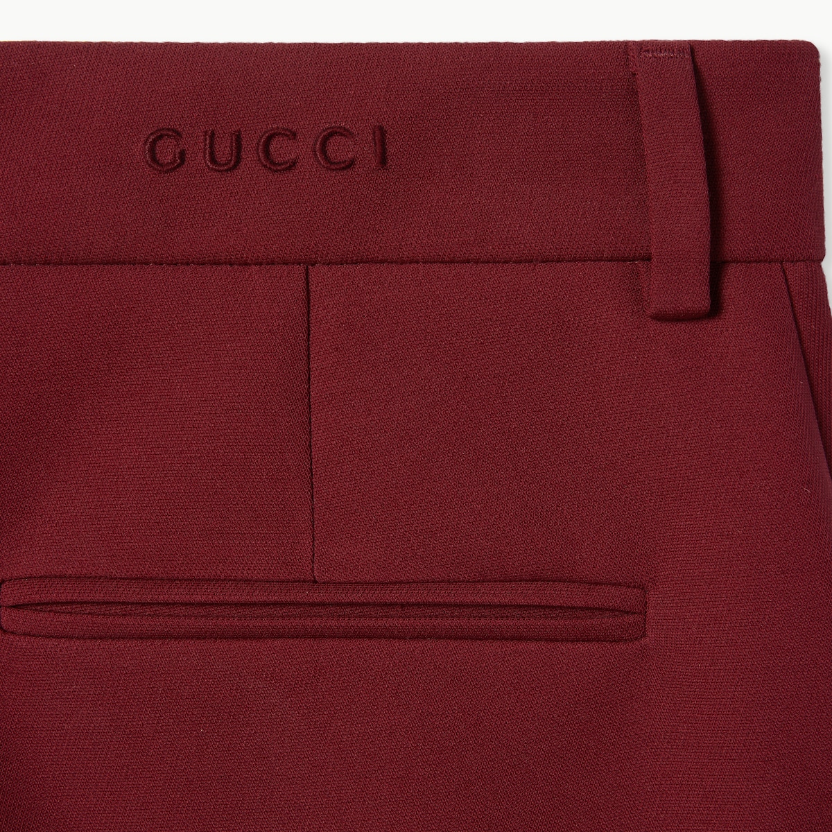 Wool silk pants with embroidery in rosso ancora red | GUCCI® NZ