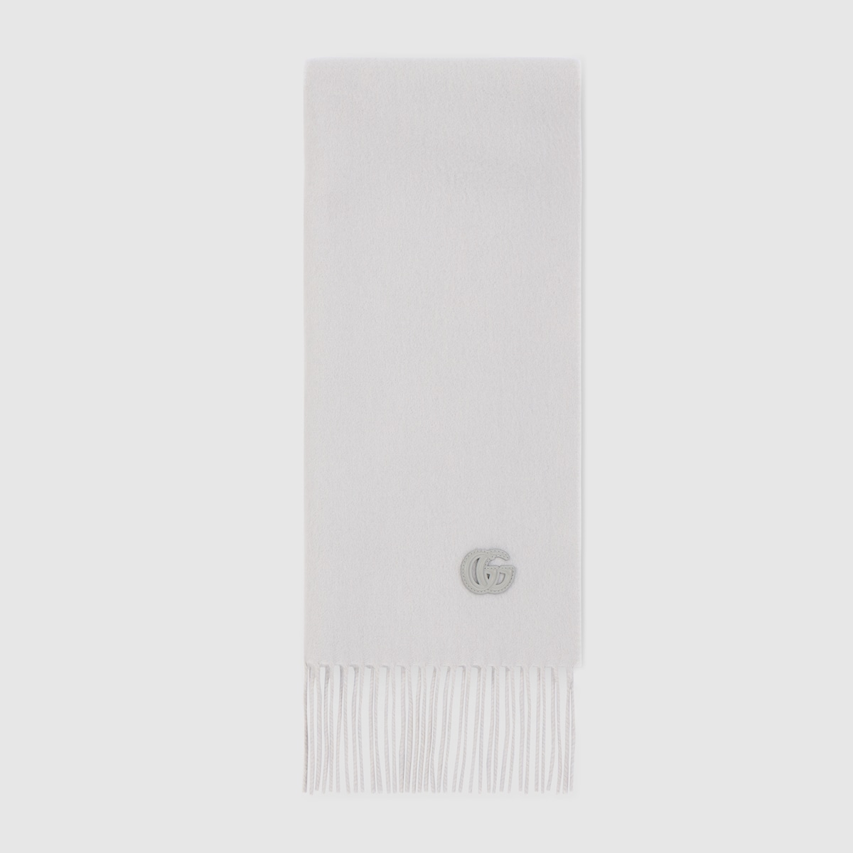 Cashmere scarf with patch in grey and light grey | GUCCI® SA