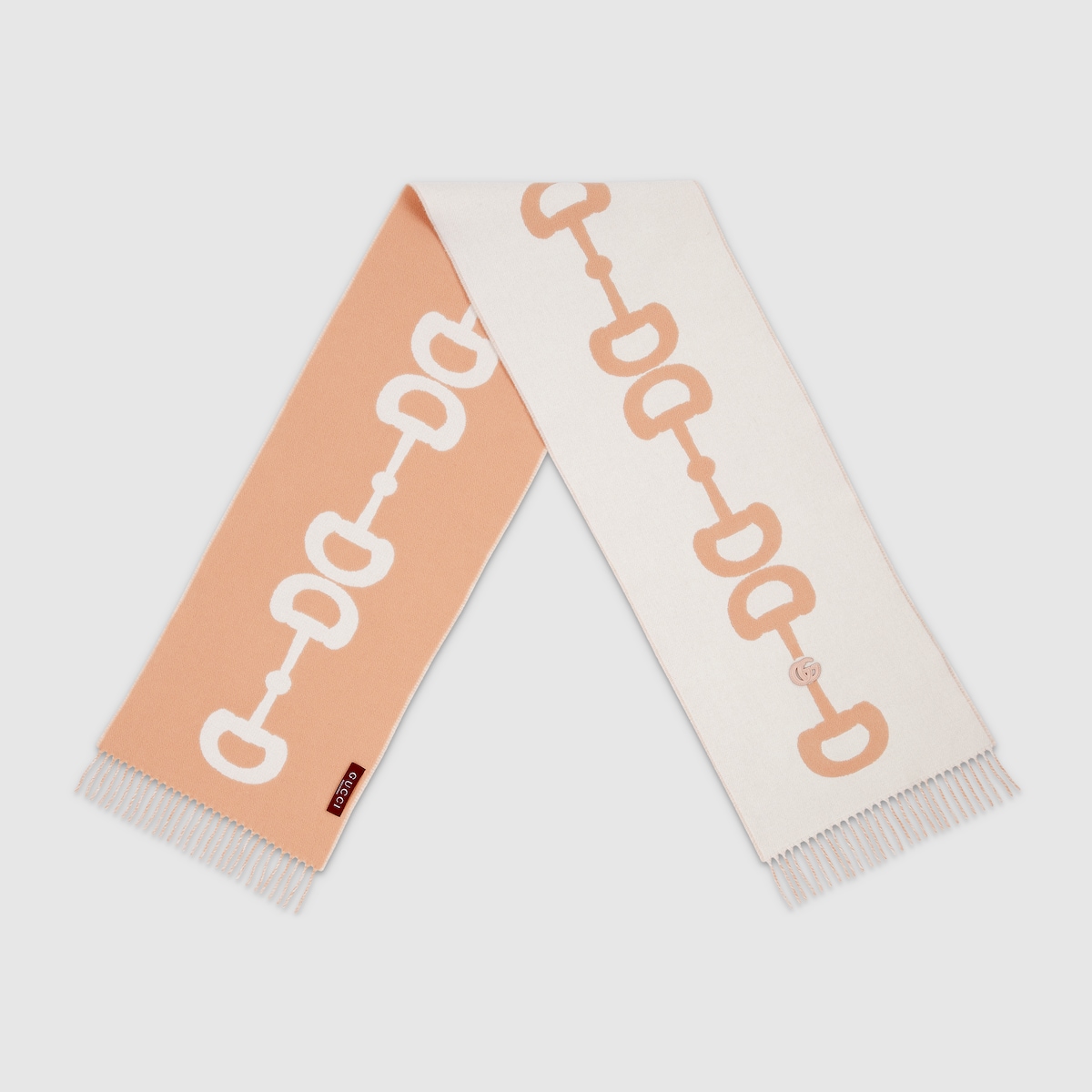 Wool cashmere scarf with intarsia in white and pink | GUCCI® NZ