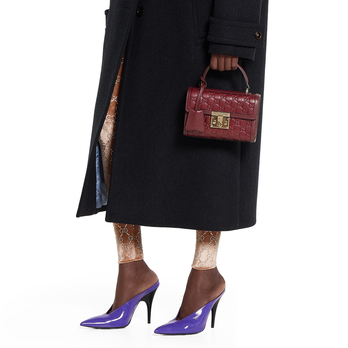 Padlock small top handle bag in Rosso Ancora red GG leather | GUCCI® IE