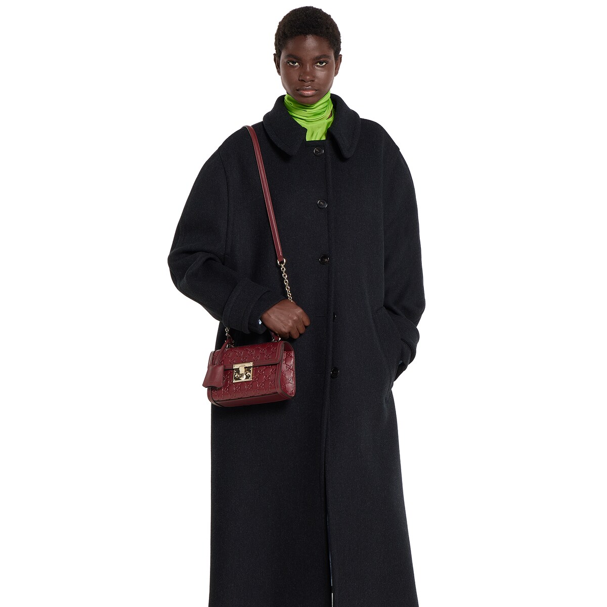 Padlock small top handle bag in Rosso Ancora red GG leather | GUCCI® IE