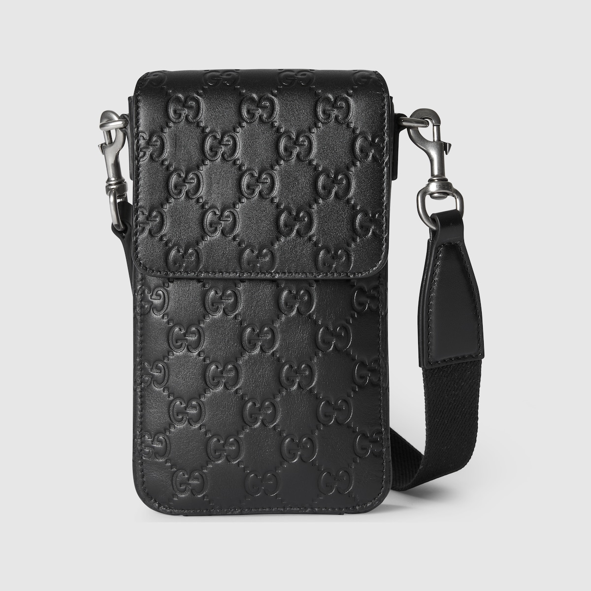 GG Emblem case for iPhone in black GG leather | GUCCI® SG