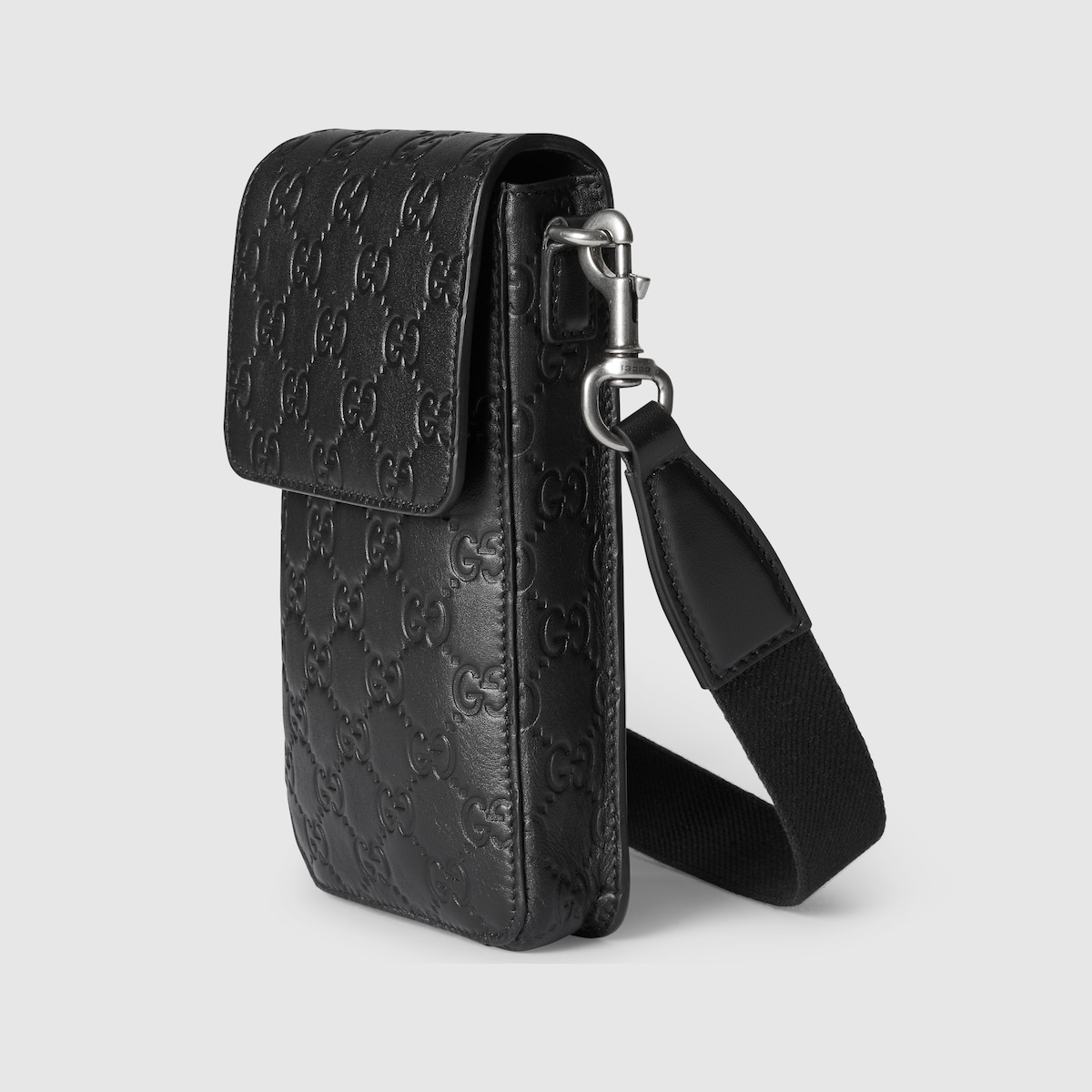 GG Emblem case for iPhone in black GG leather | GUCCI® SG