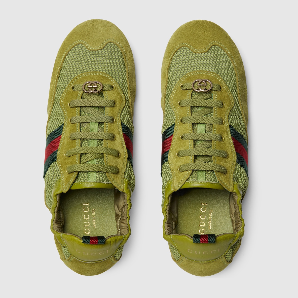 Sneakers Gucci Shift para mujer en tejido verde brillante | GUCCI® MX