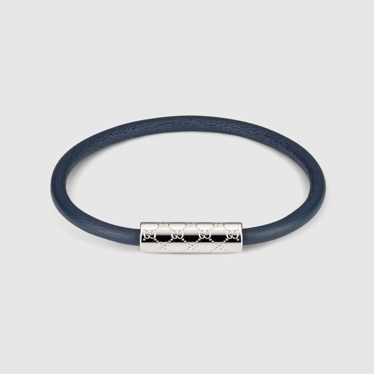 Bracelet with GG detail in dark blue leather | GUCCI® US