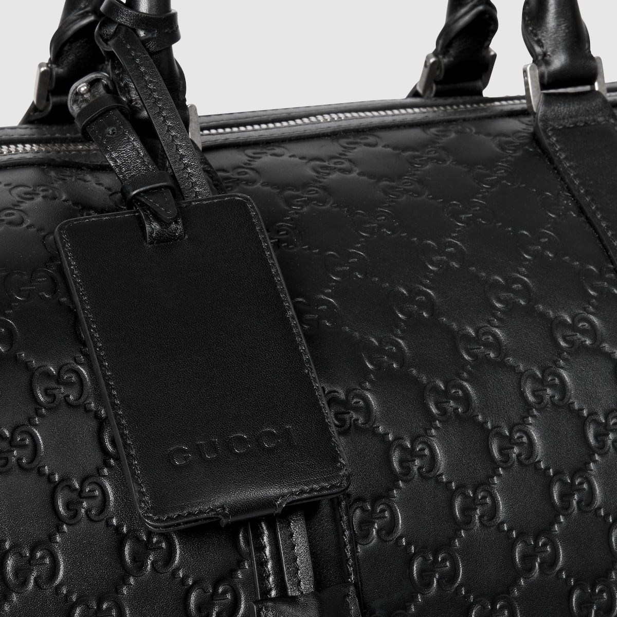 GG Emblem large duffle bag in black GG leather | GUCCI® CA