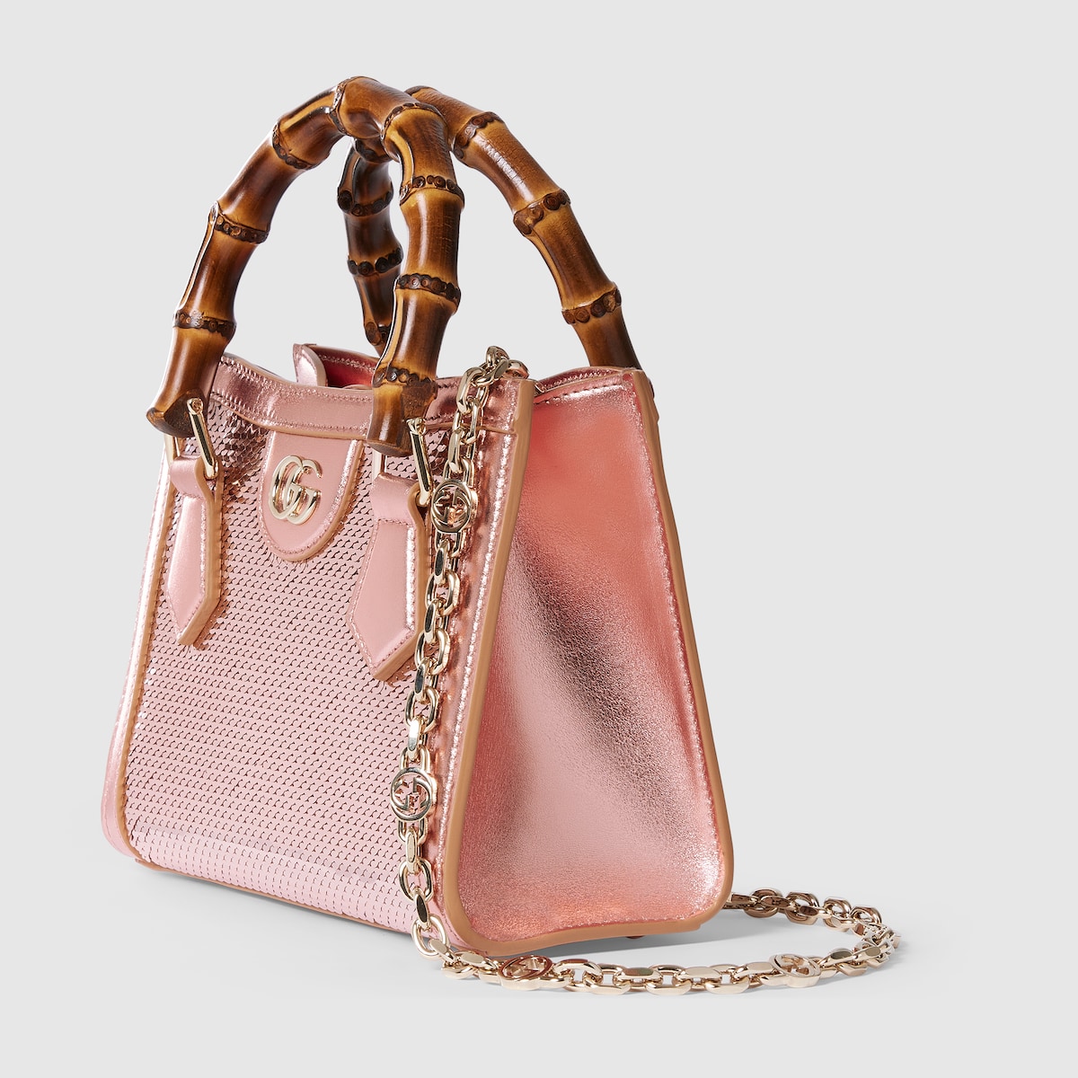 Gucci Diana embroidered small tote bag in light pink silk satin | GUCCI® SG