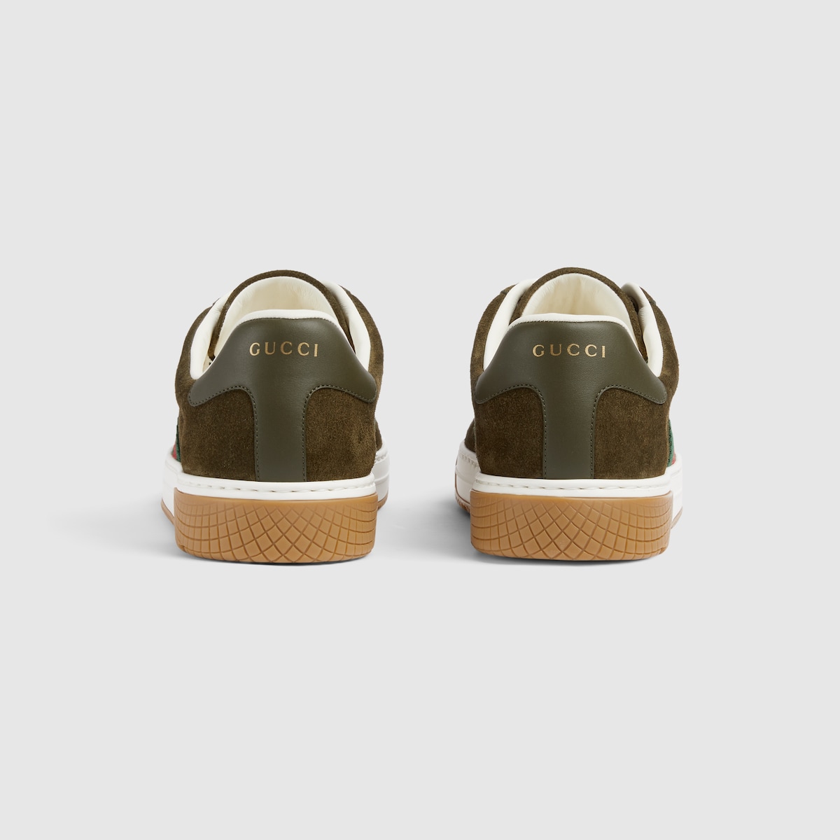 Men's Gucci Ace sneaker with Web in forest green suede | GUCCI® US