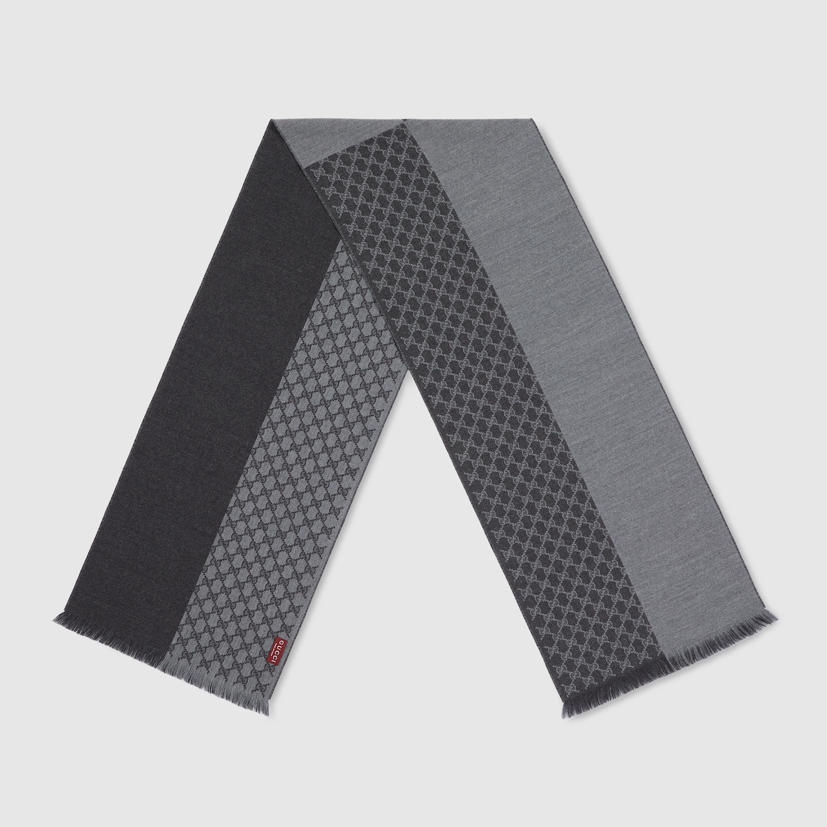 Bufanda de jacquard de lana con GG en gris oscuro y gris claro | GUCCI® ES