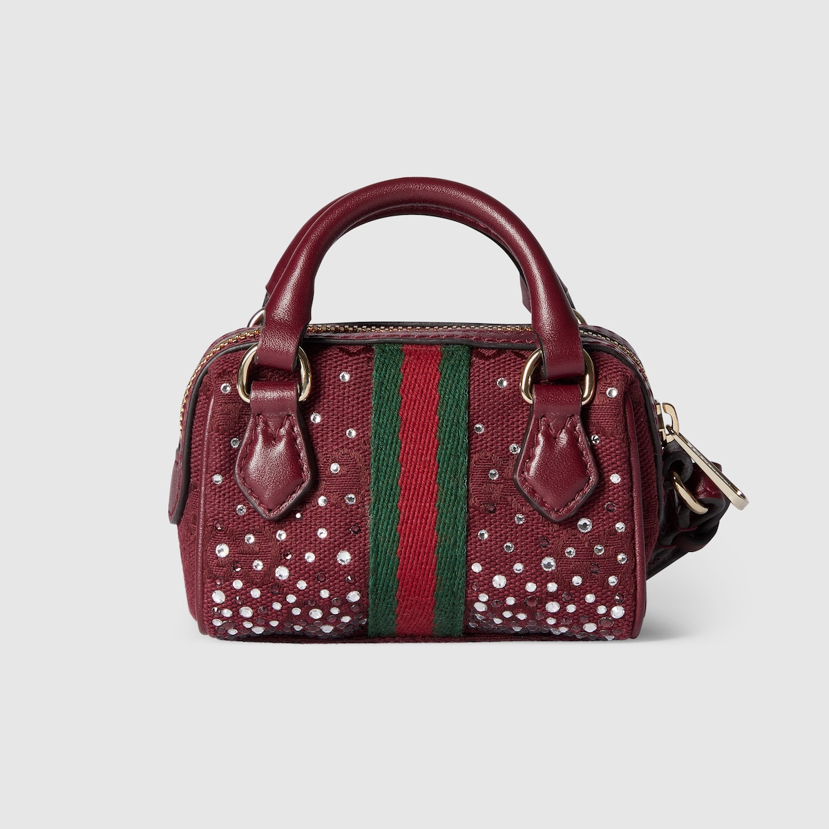 Ophidia crystal boston-shaped charm in Rosso Ancora red GG canvas ...
