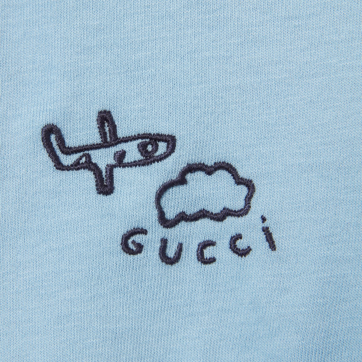 Baby cotton one-piece with print in light blue | GUCCI® UK