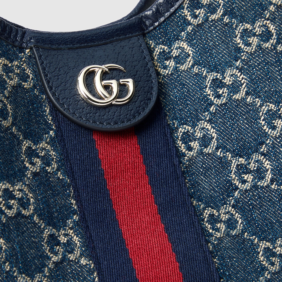 Gucci Giglio small tote bag in blue and white GG denim | GUCCI® NZ