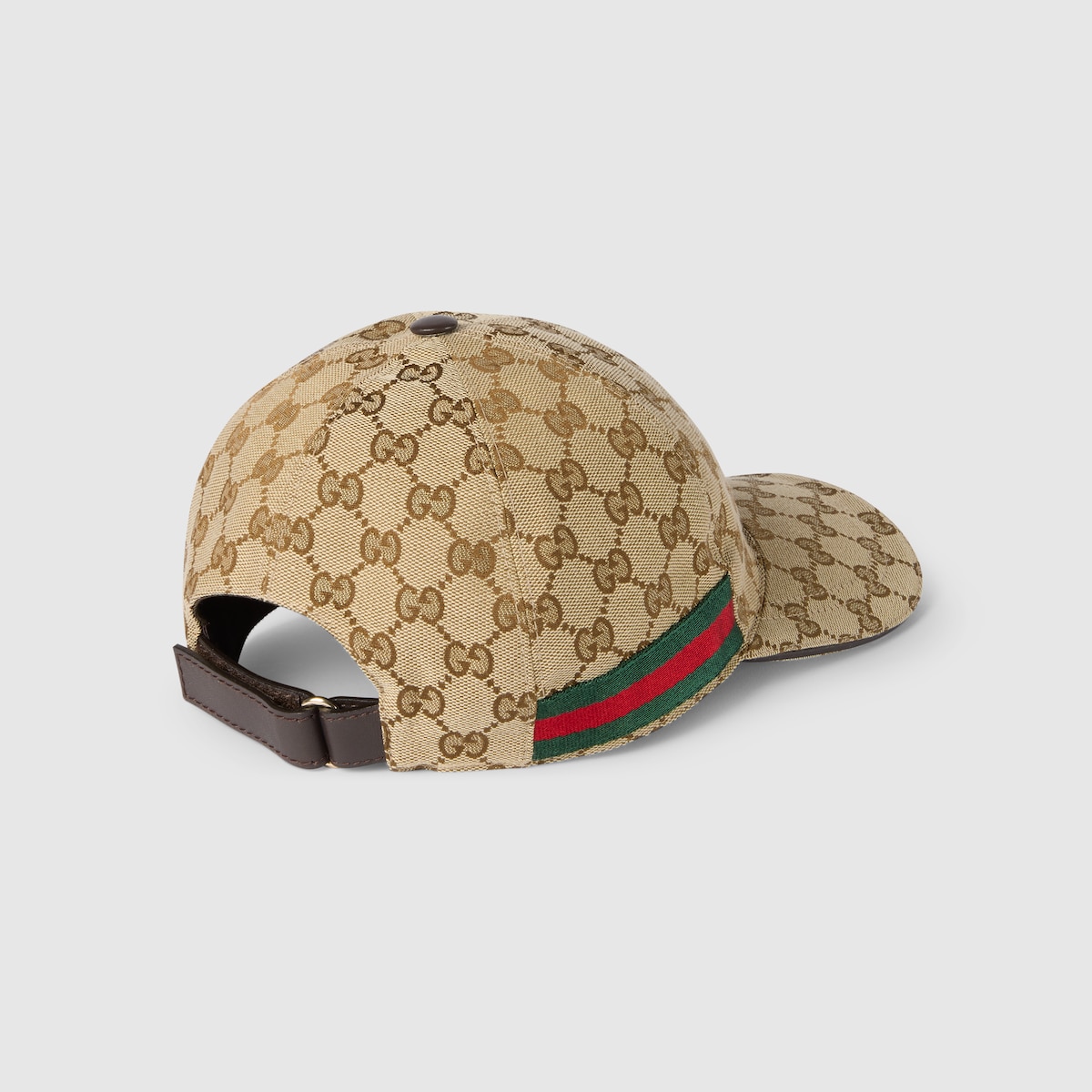 Casquette en toile GG avec détail bande Web en beige et marron foncé ...
