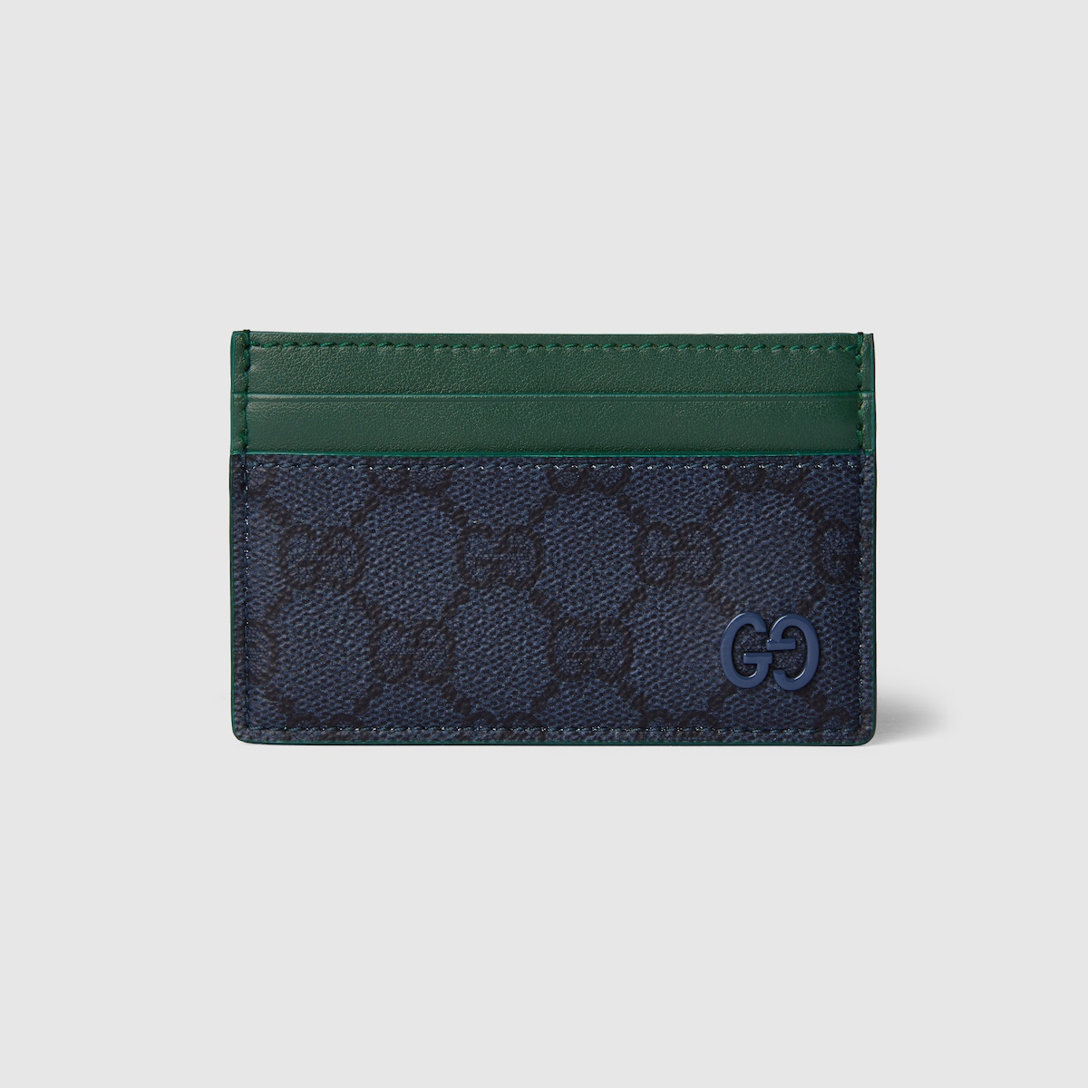 Green GG card case in dark blue GG Supreme | GUCCI® US