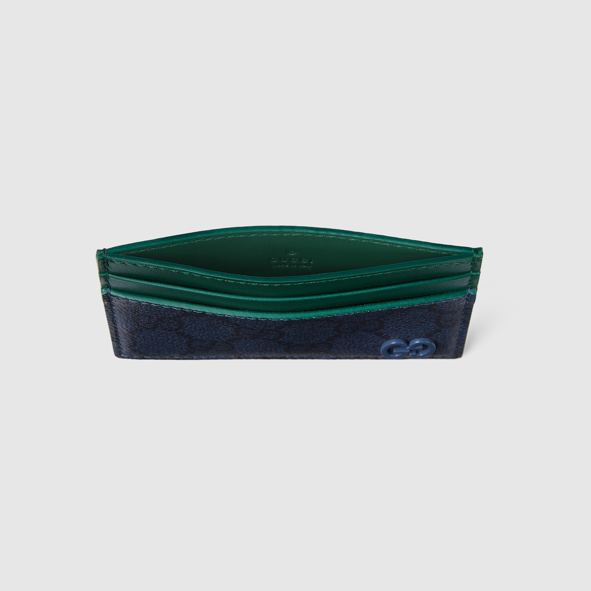 Green GG card case in dark blue GG Supreme | GUCCI® US