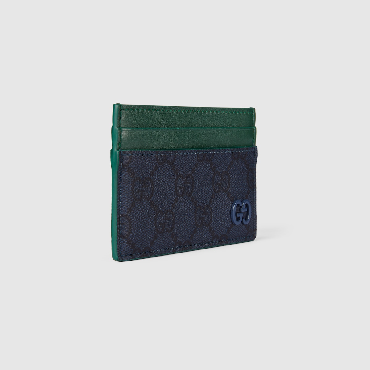 Green GG card case in dark blue GG Supreme | GUCCI® US