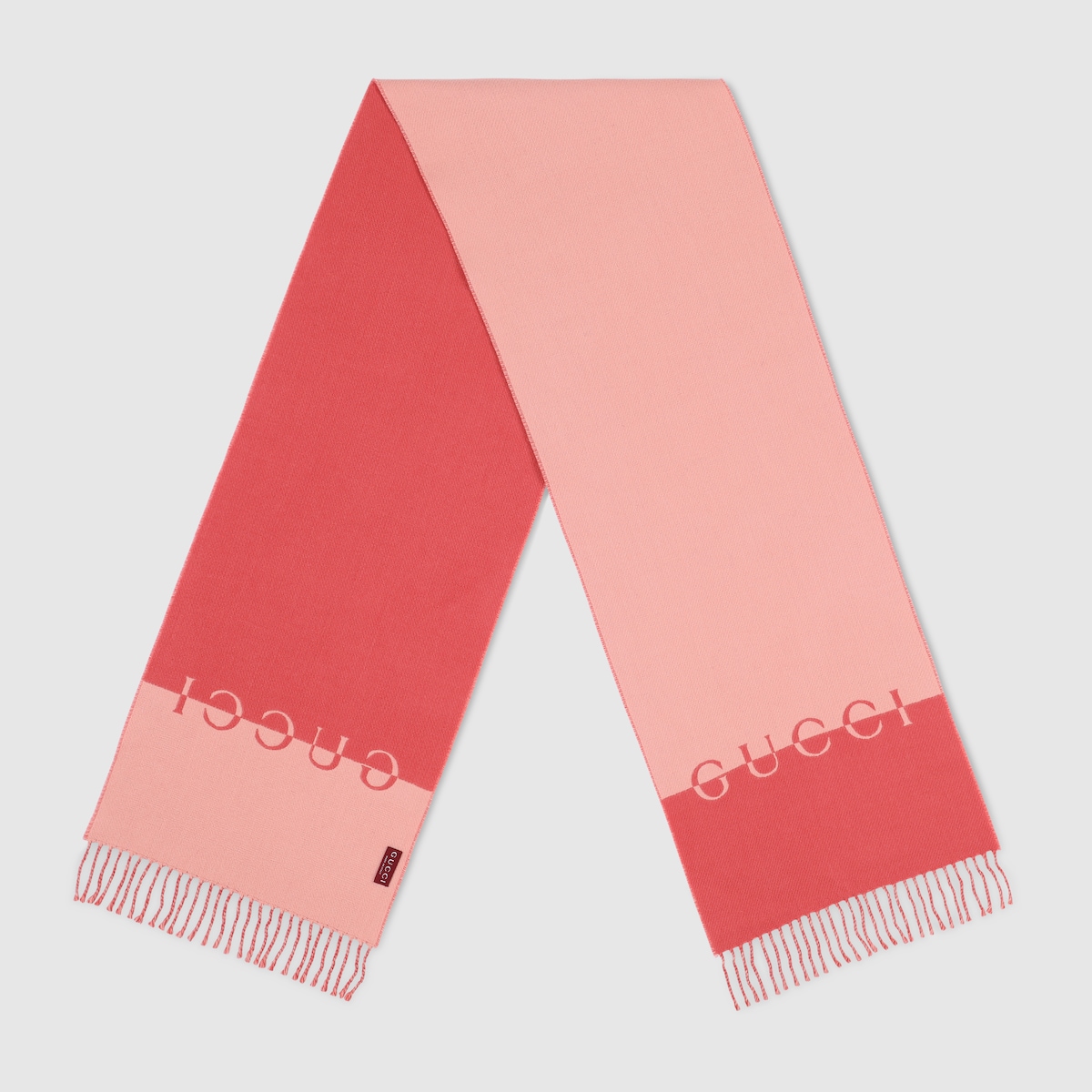 Wool cashmere scarf in light pink and pink | GUCCI® SG