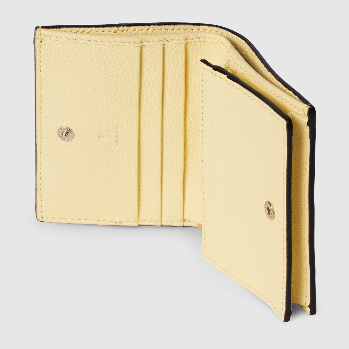 Bi-color GG Marmont small wallet in light yellow leather | GUCCI® QA