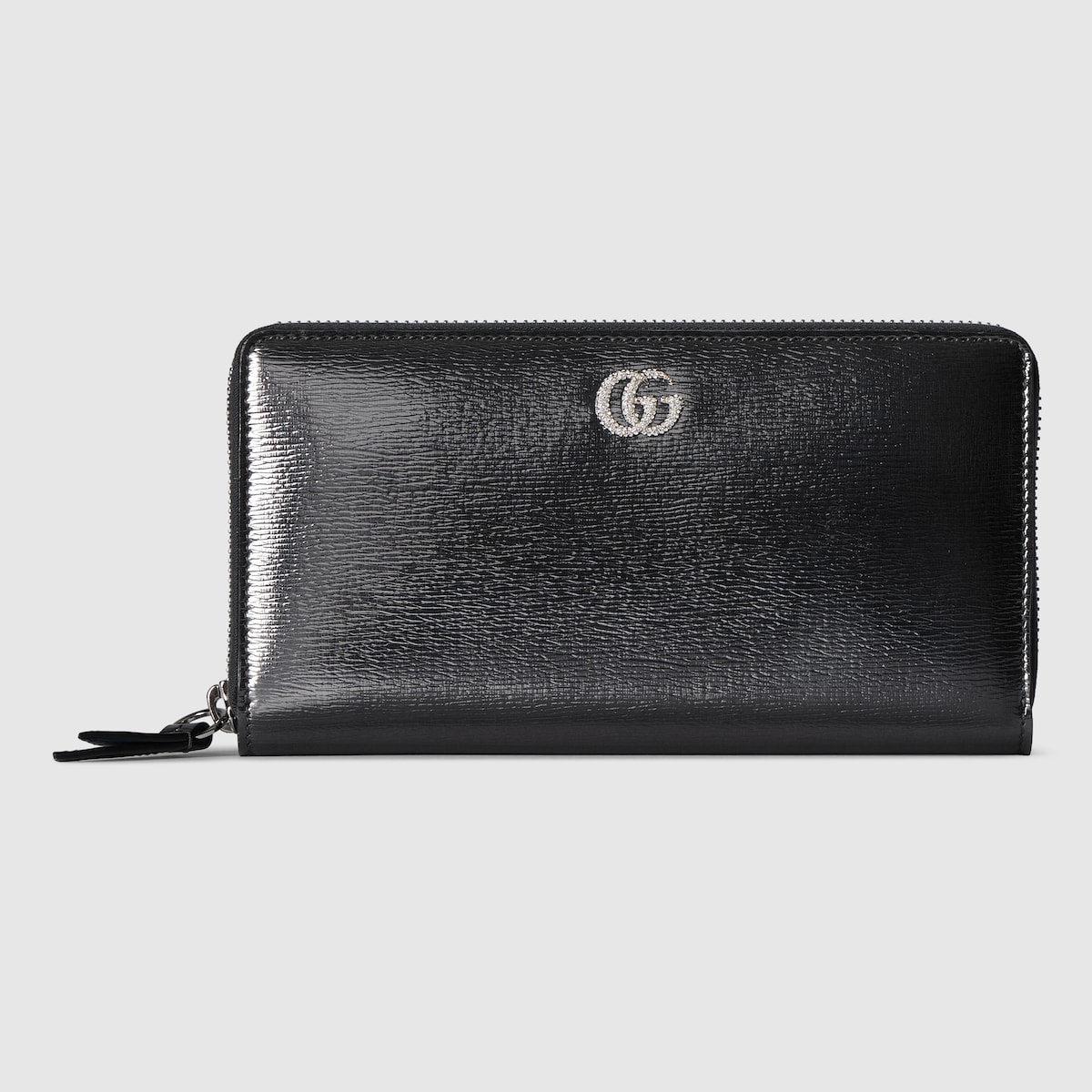 Bi-color GG Marmont zip around wallet in silver patent leather | GUCCI® US