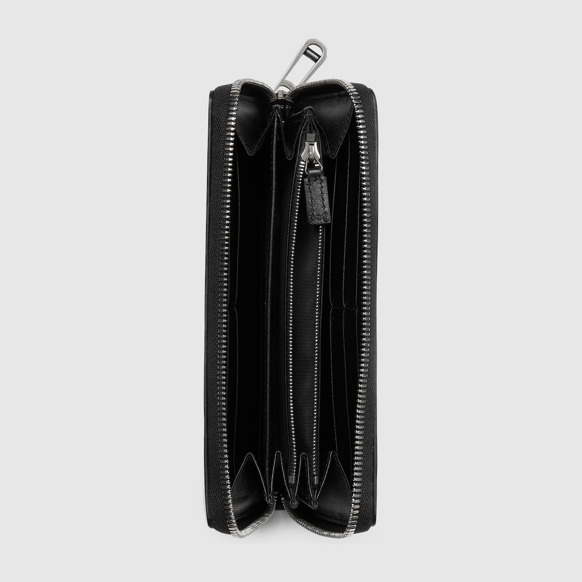 GG Emblem zip around wallet in black GG leather | GUCCI® US