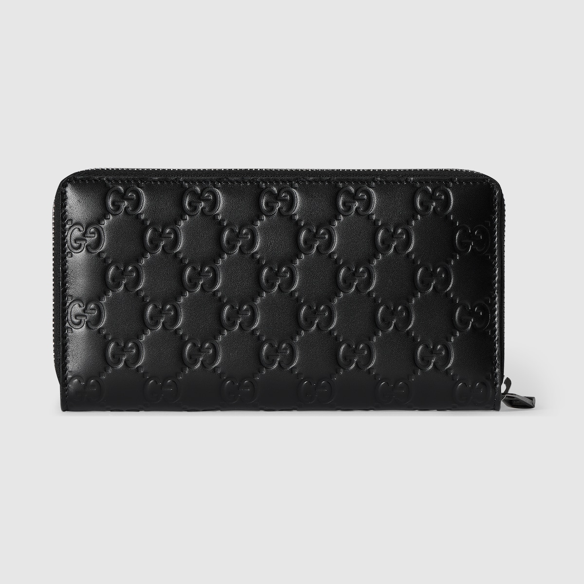 GG Emblem zip around wallet in black GG leather | GUCCI® US