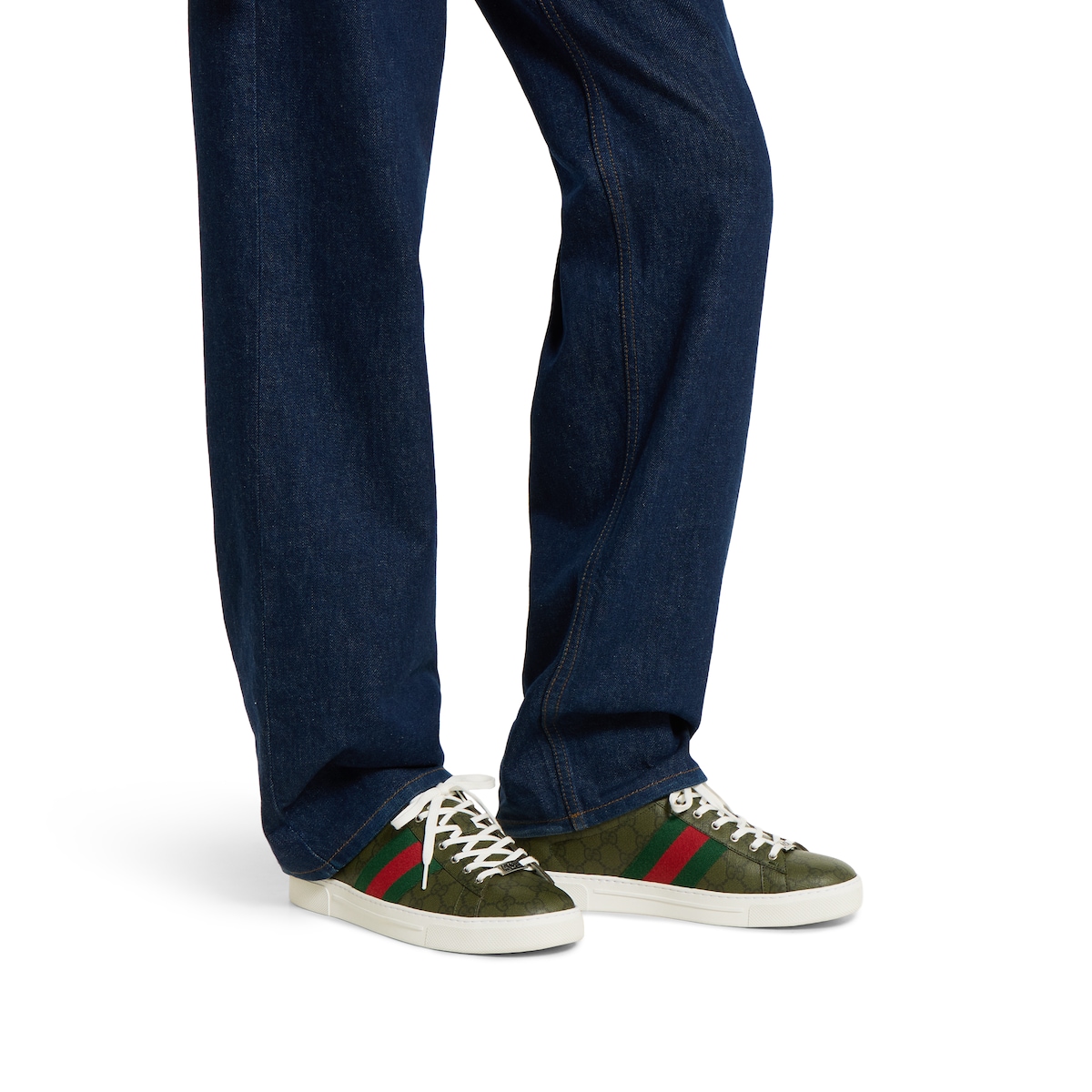Men's Gucci Ace sneaker with Web in dark green GG Supreme | GUCCI® AU