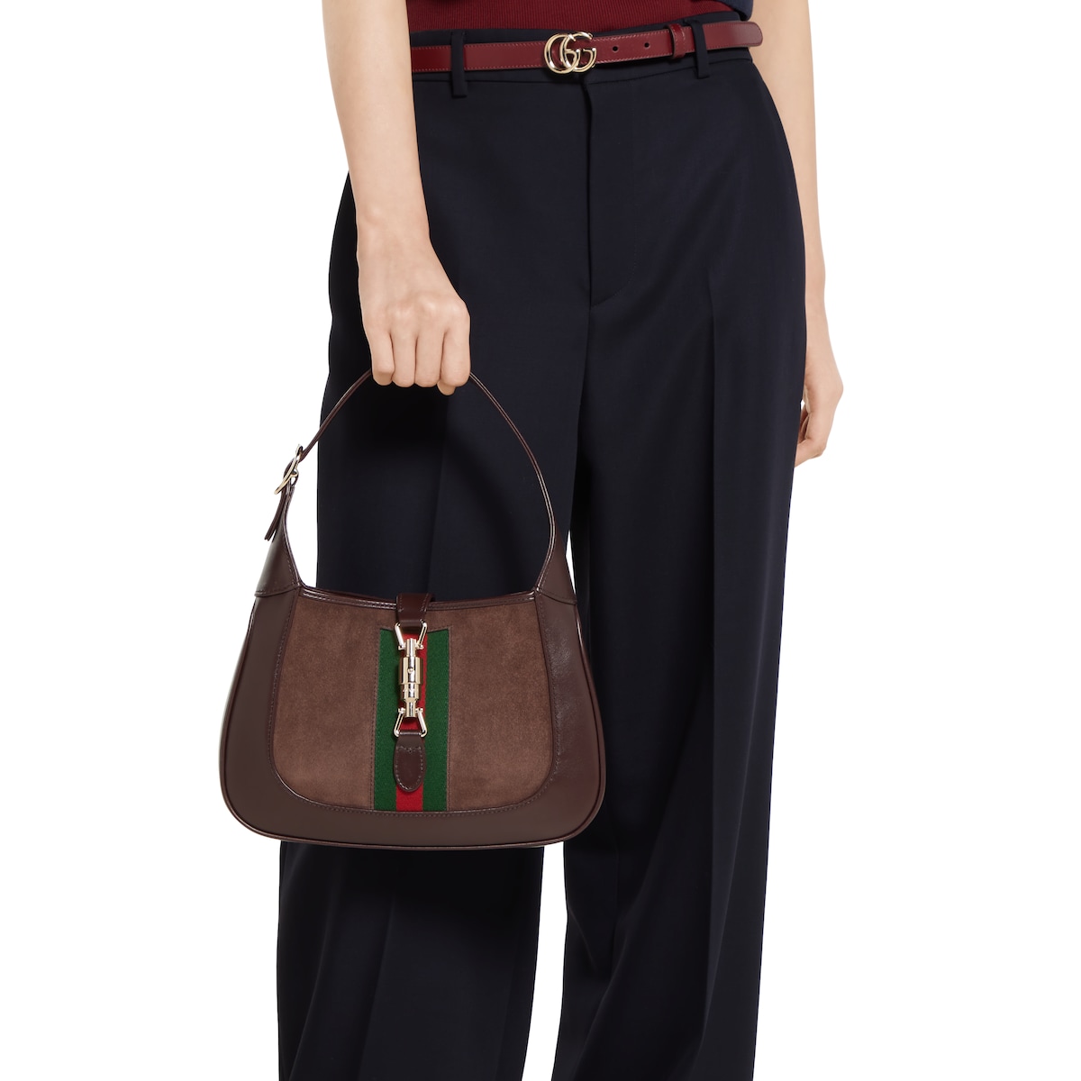 Gucci Jackie 1961 medium bag in dark brown suede | GUCCI® US