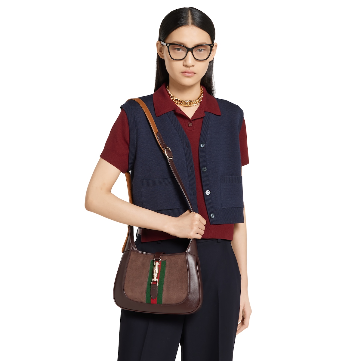 Gucci Jackie 1961 medium bag in dark brown suede | GUCCI® US