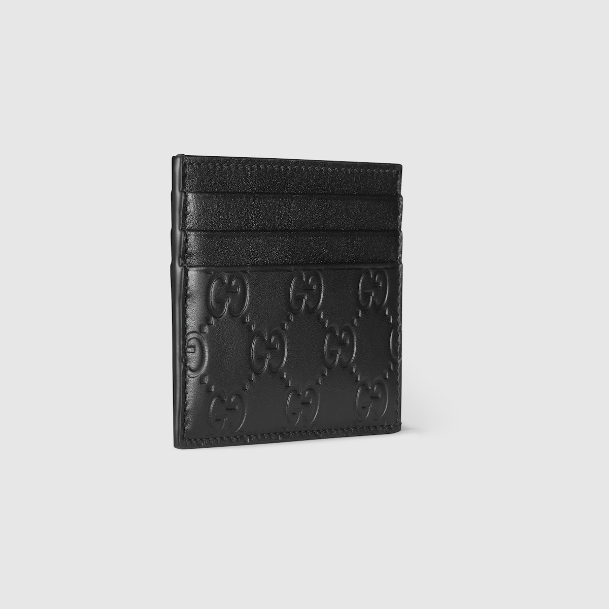 GG Emblem card case in black GG leather | GUCCI® UK