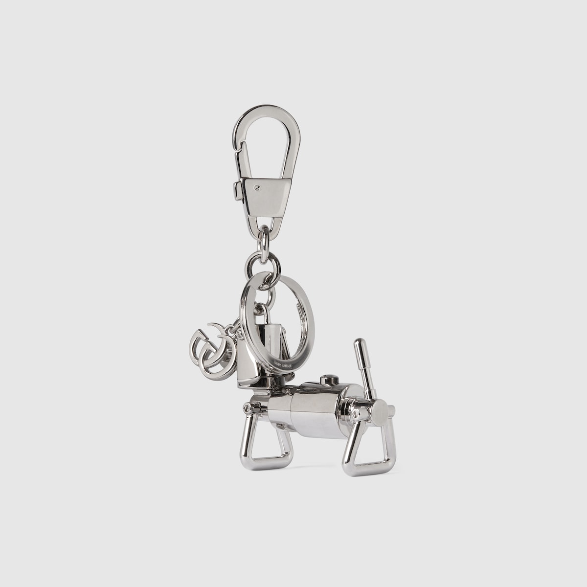 Dog-shaped keychain with Double G in palladium-toned metal | GUCCI® US