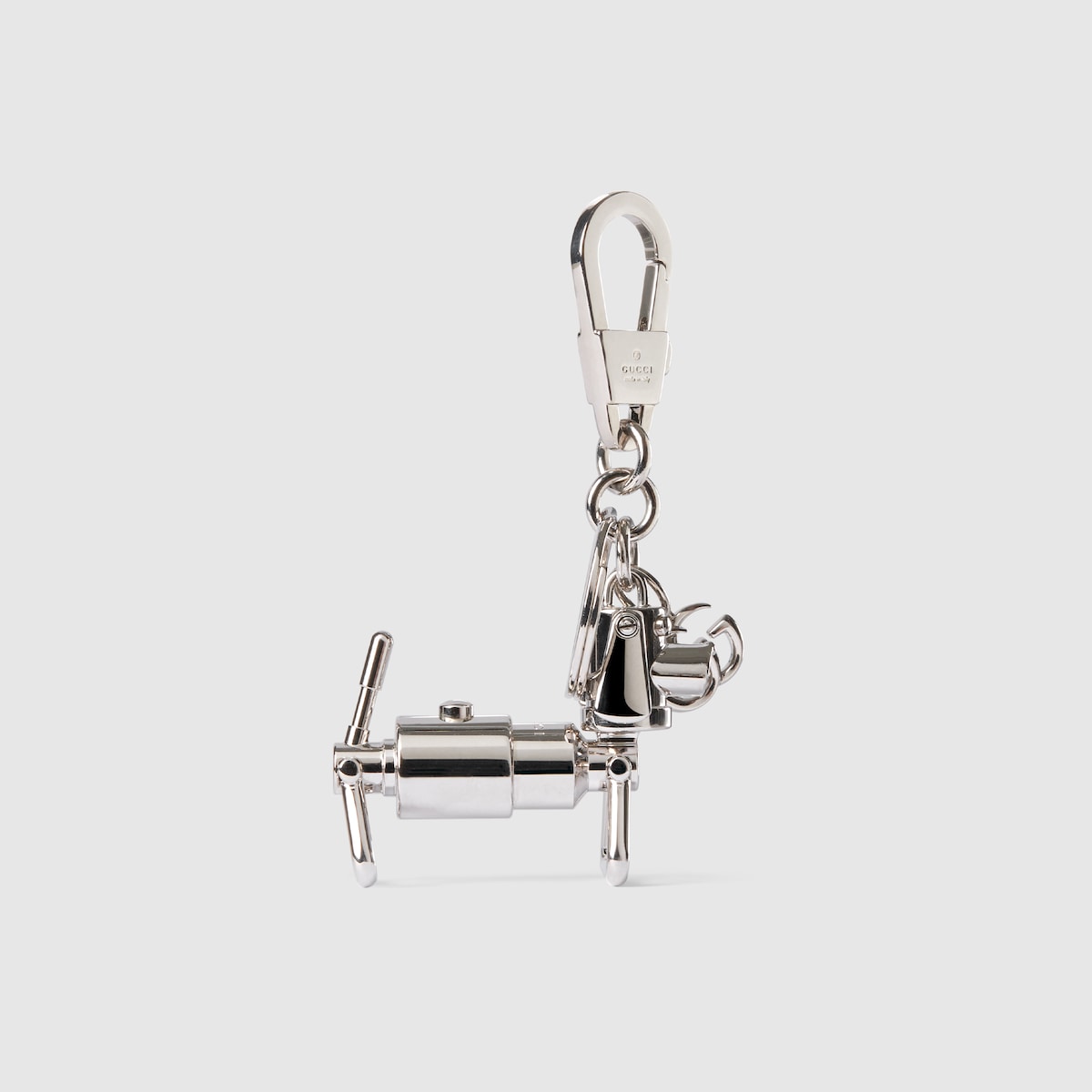 Dog-shaped keychain with Double G in palladium-toned metal | GUCCI® US