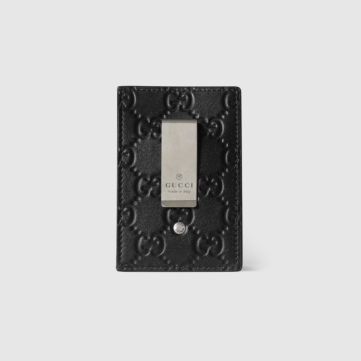 GG Emblem money clip in black GG leather | GUCCI® CH