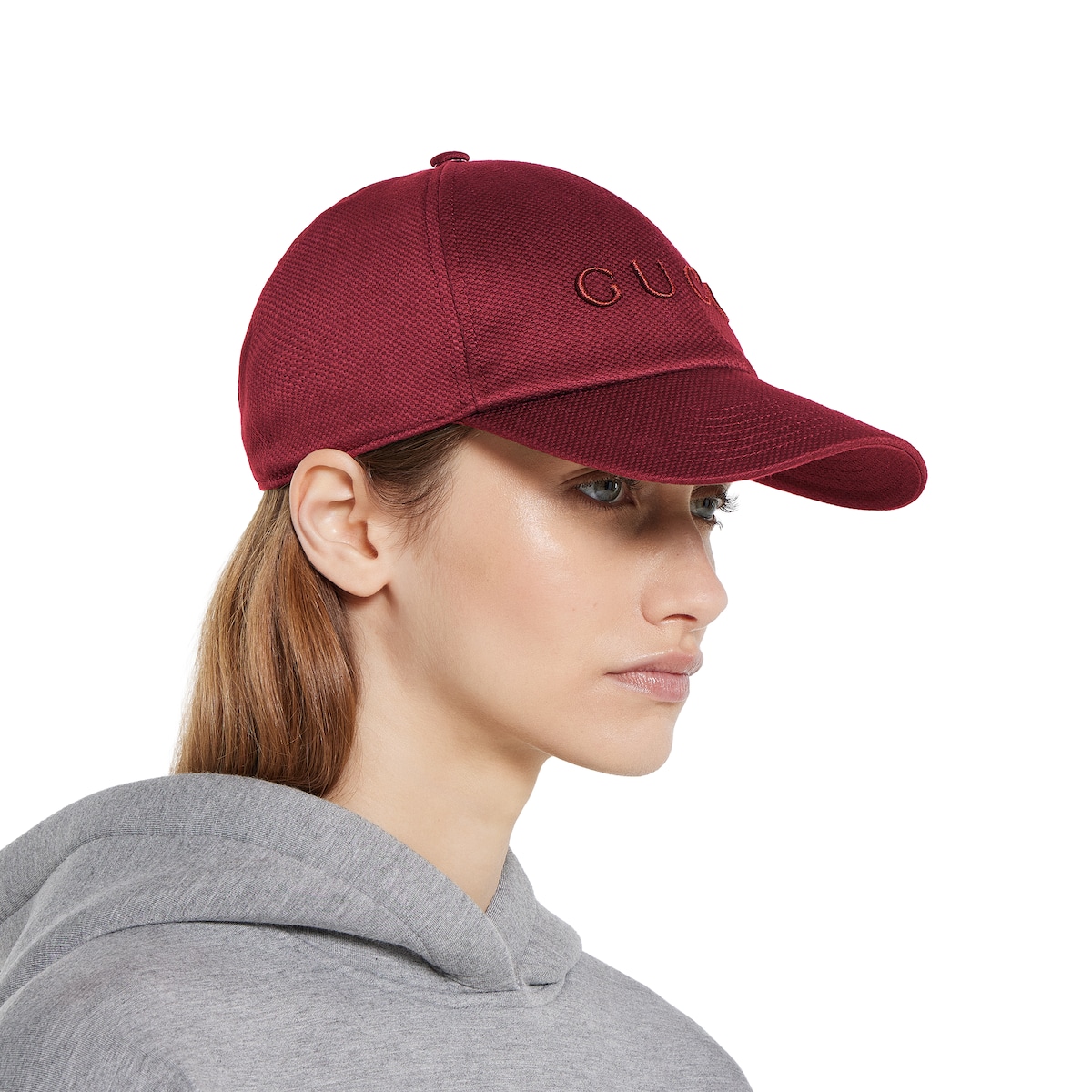 Cotton baseball hat with embroidery in bordeaux | GUCCI® US