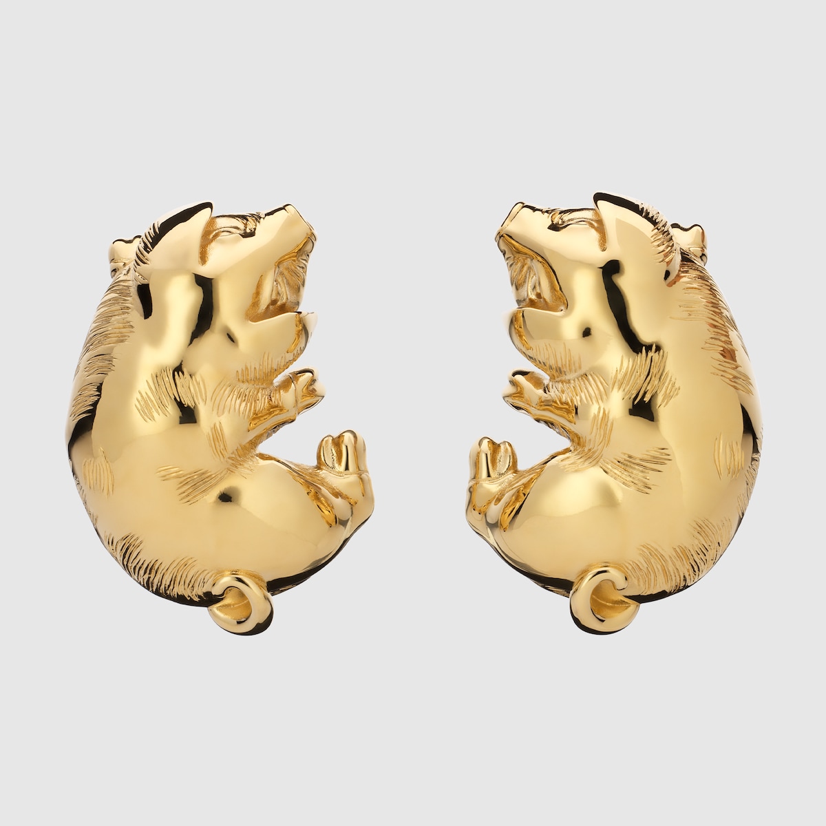 Pig-shaped earrings in gold-toned brass | GUCCI® UK