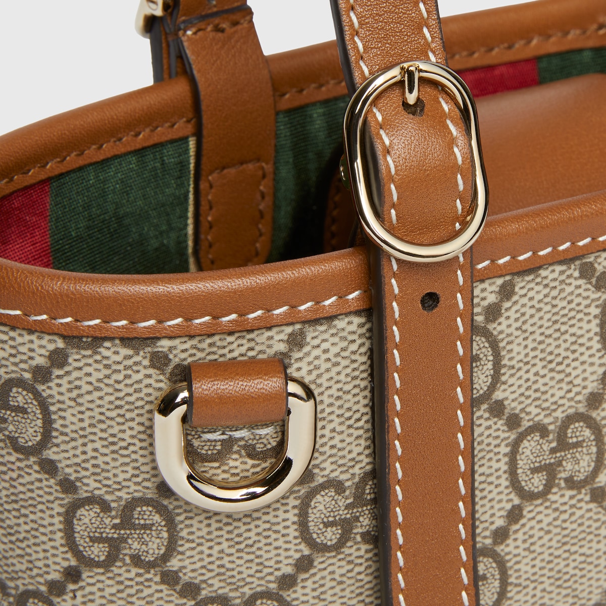 GG Emblem mini bag in beige and brown GG fabric | GUCCI® BE