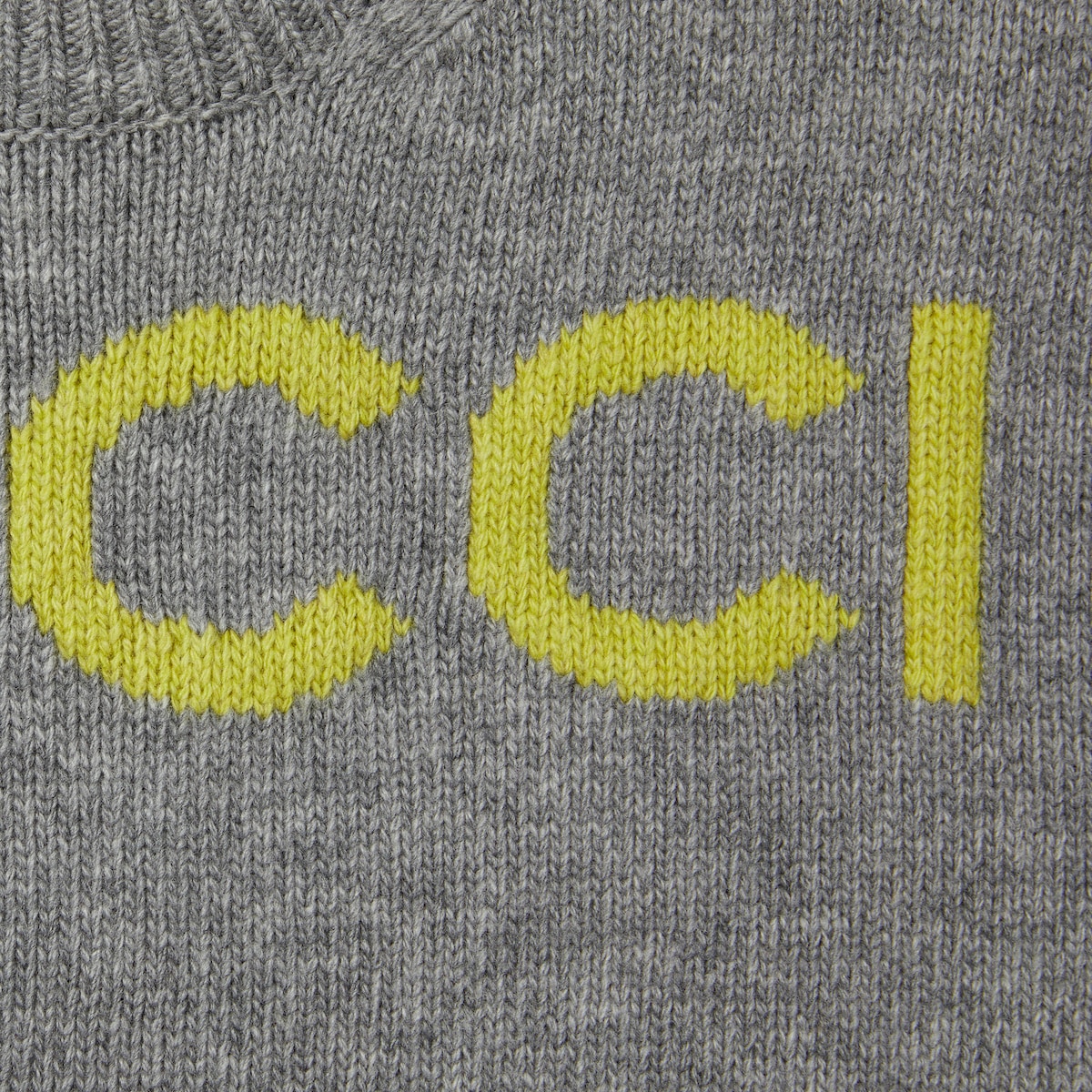 Wool top with Gucci intarsia in grey | GUCCI® US