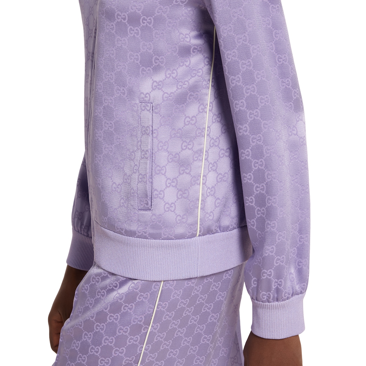 เสื้อแจ็คเก็ต GG jacquard zip jacket inสีม่วงไลแลค | GUCCI® TH