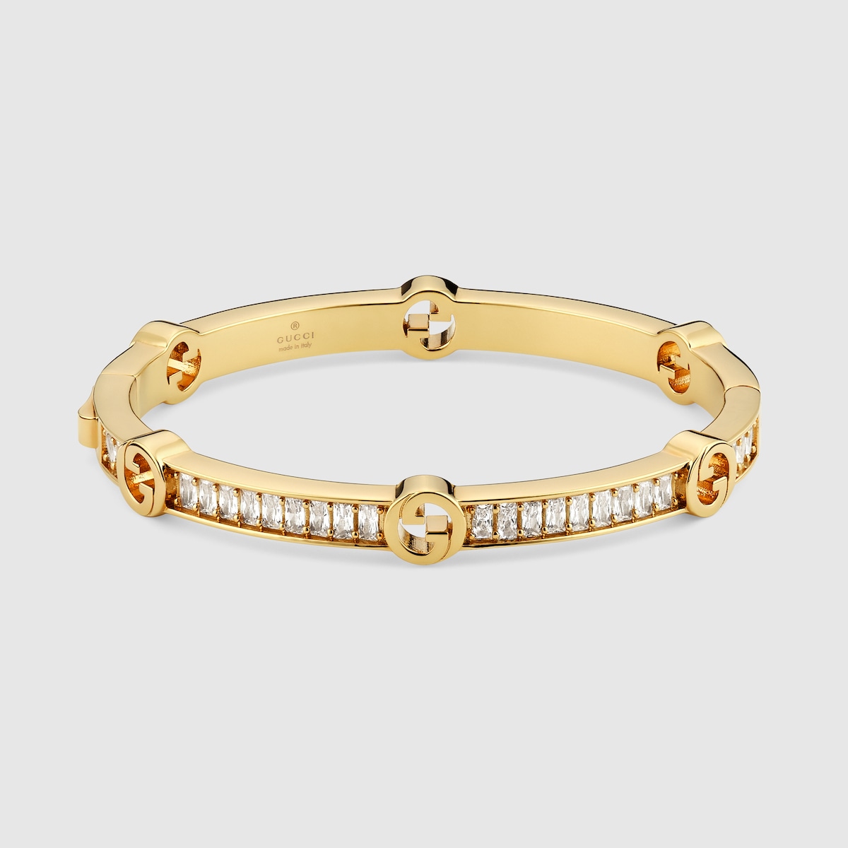Gucci Blondie crystal bangle bracelet in gold-toned brass | GUCCI® US
