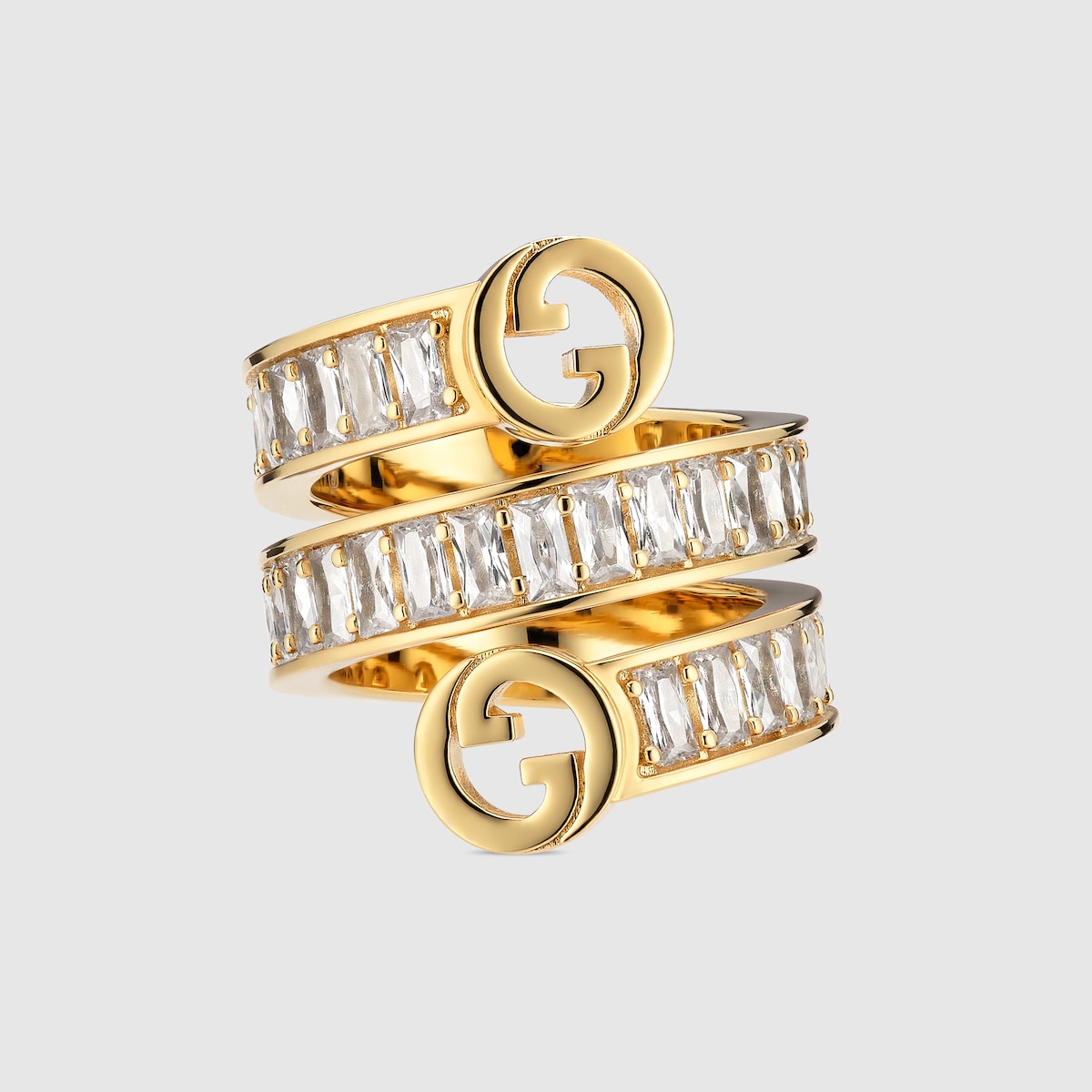 Gucci Blondie crystal spiral ring in gold-toned brass | GUCCI® SG
