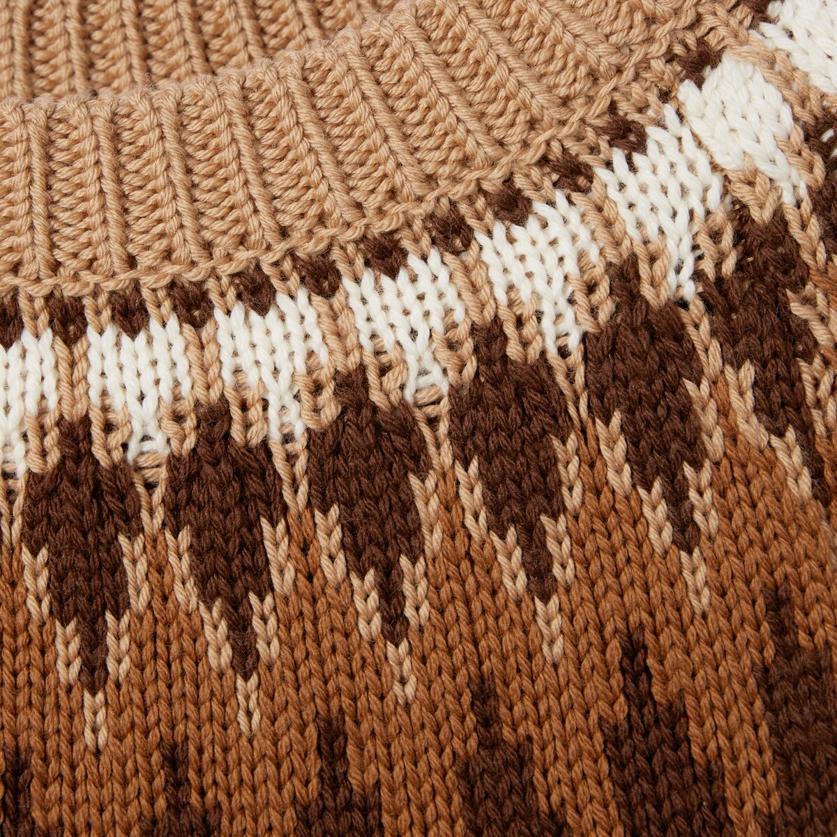 Maglione in maglia di lana spessa in cammello e multicolore | GUCCI® IT