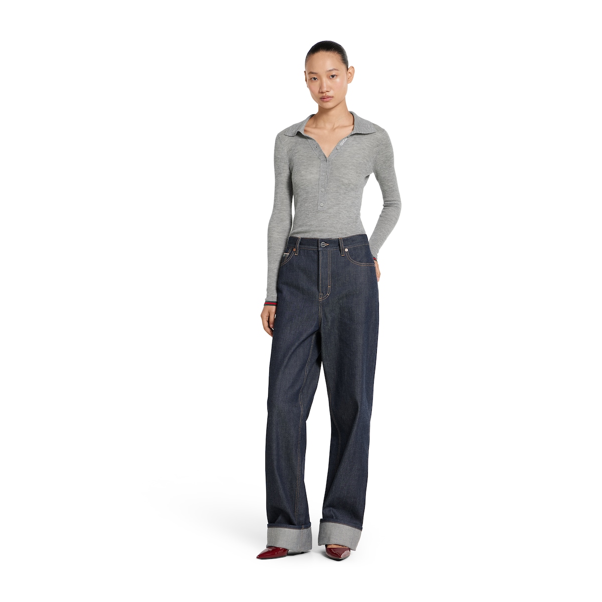 Denim pants with Gucci selvedge in dark blue | GUCCI® PT