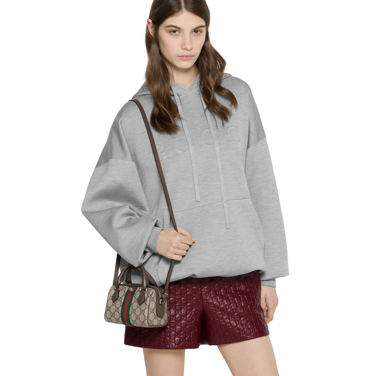 Ophidia mini boston bag in beige and brown GG fabric | GUCCI® AU