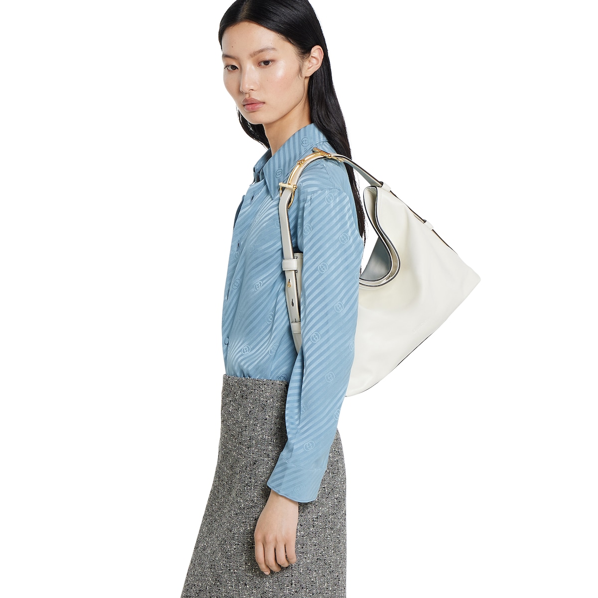 Gucci Beatrix medium tote bag in white leather | GUCCI® US