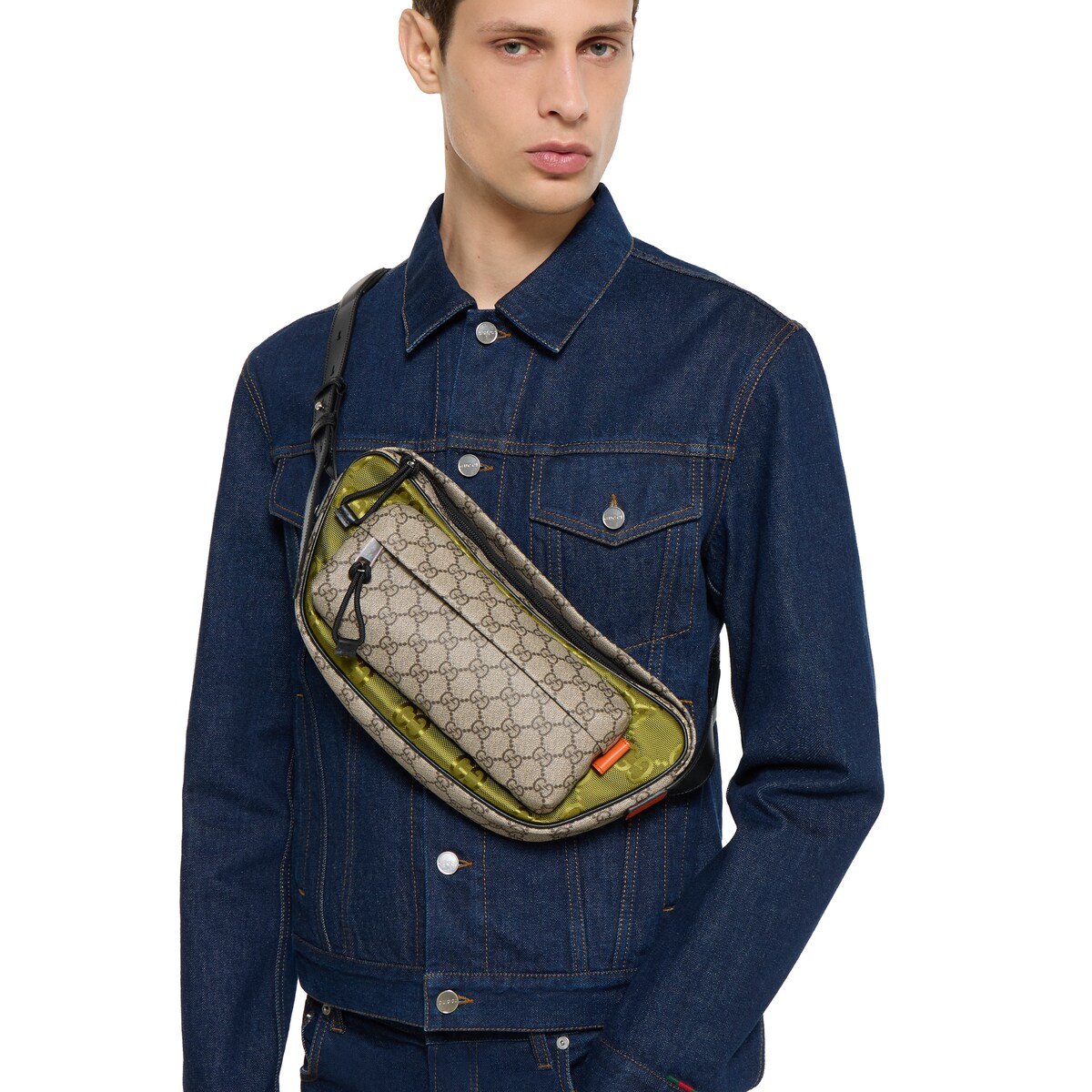 Gucci Match medium GG crossbody bag in dark green GG nylon | GUCCI® US