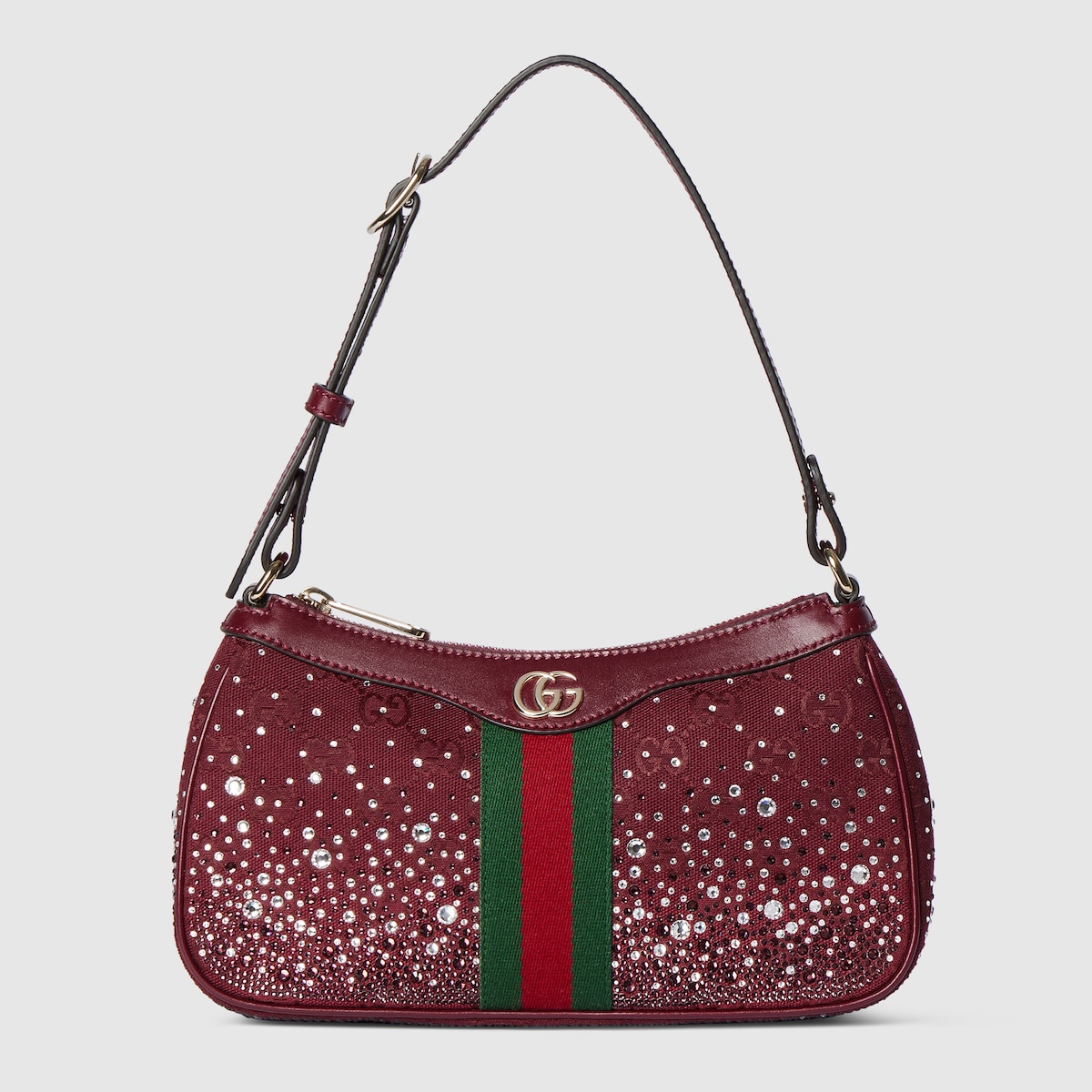 Ophidia crystals small shoulder bag in Rosso Ancora red GG canvas ...
