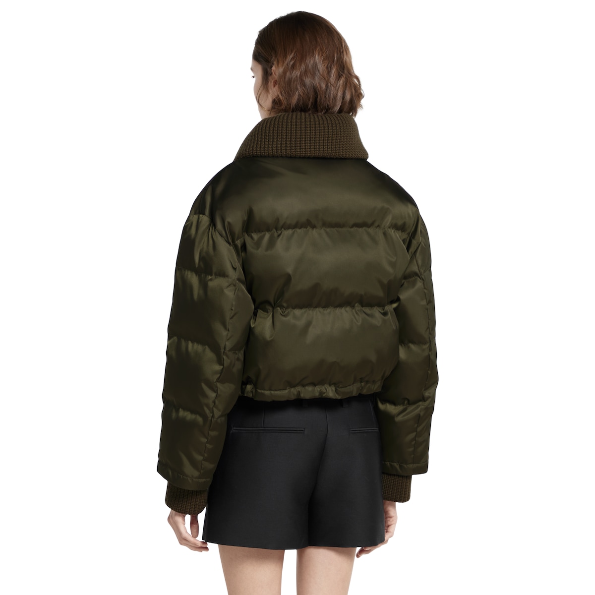 Fine gabardine nylon puffer jacket in forest green | GUCCI® UK