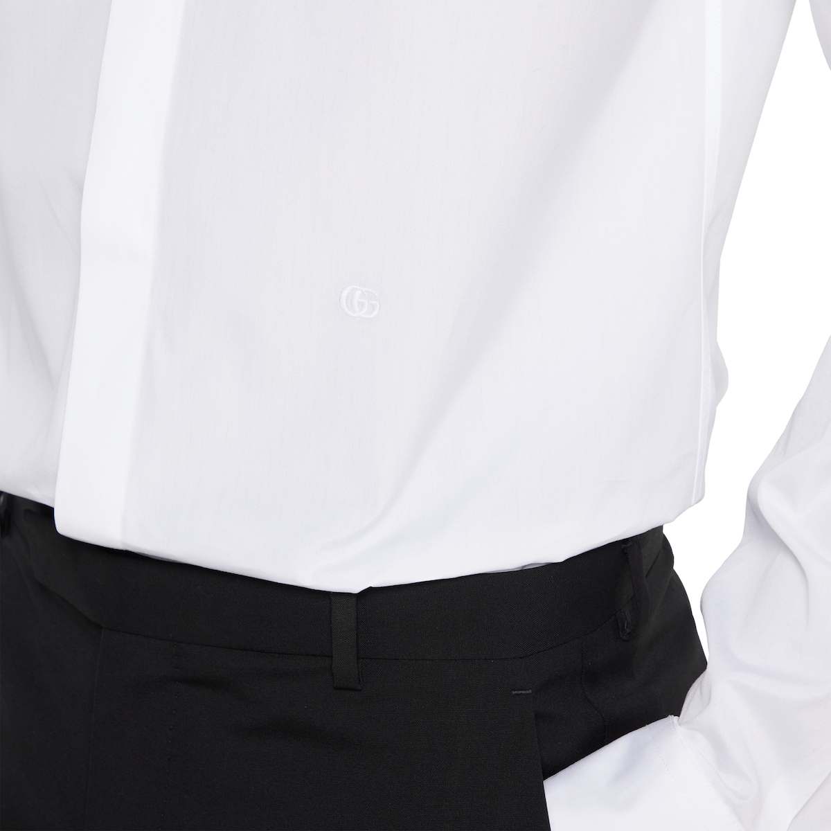Cotton poplin shirt with embroidery in white | GUCCI® SG