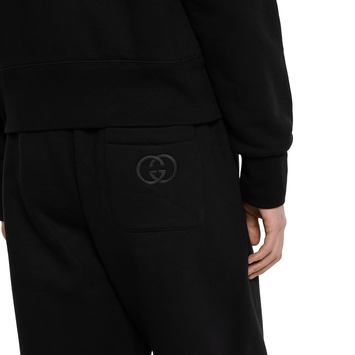 Brushed cotton jersey jogging pant in black | GUCCI® SG