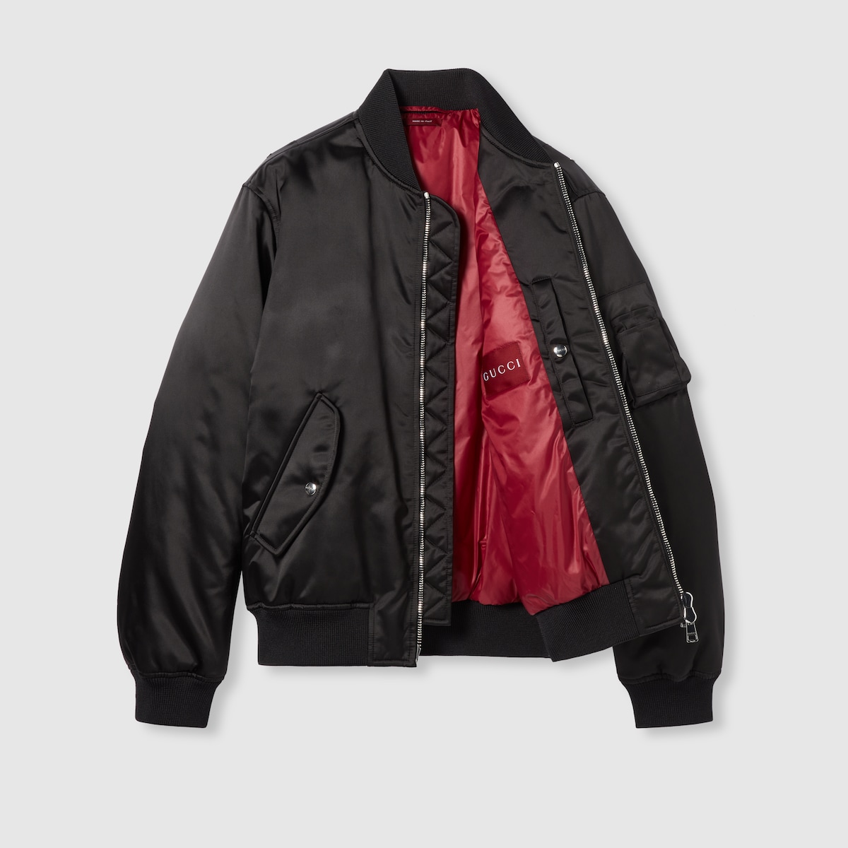 Heavy nylon canvas bomber jacket in black | GUCCI® US